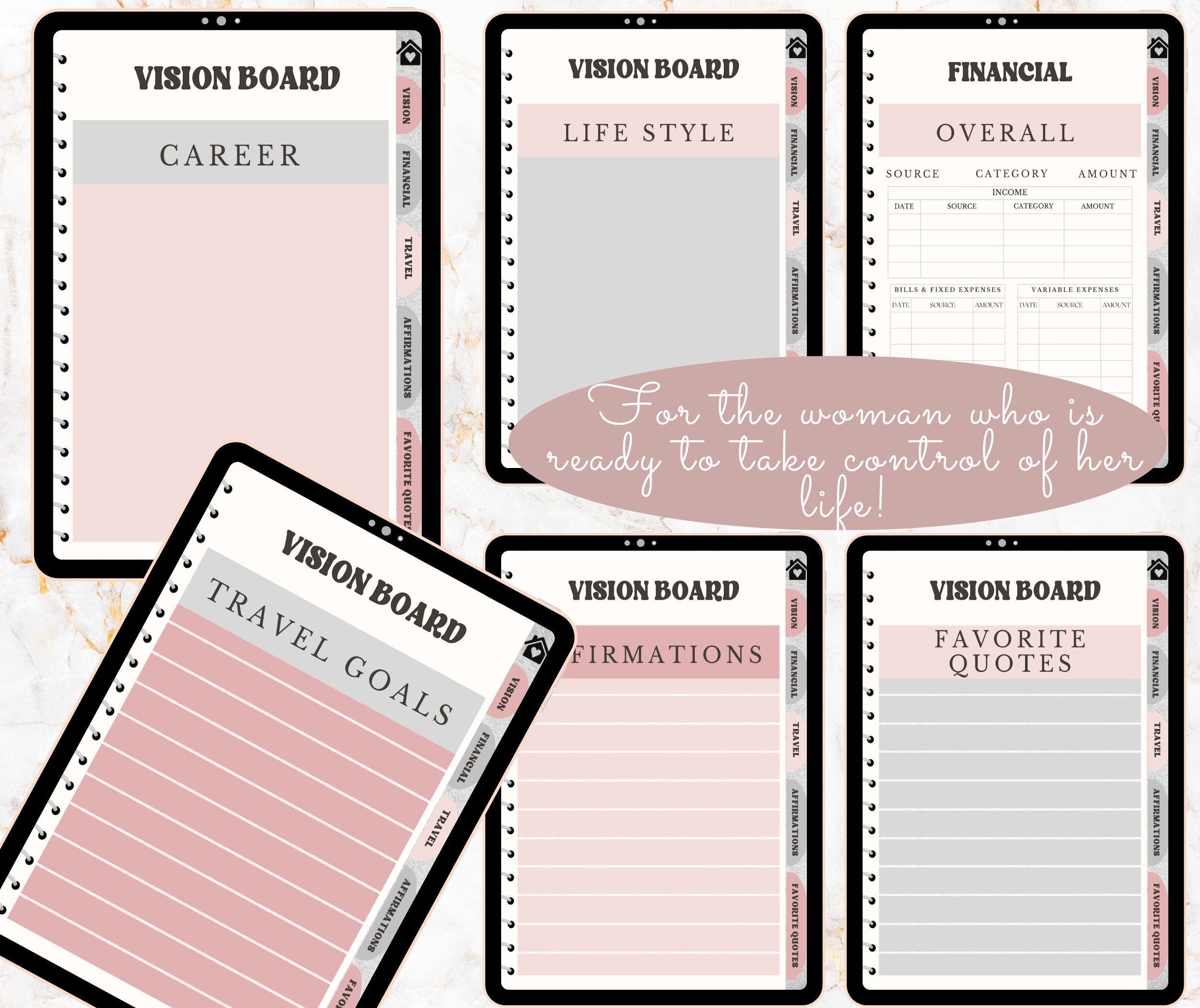 Black Girl Digital Vision Board Planner, Black Girl Stickers, Undated ...