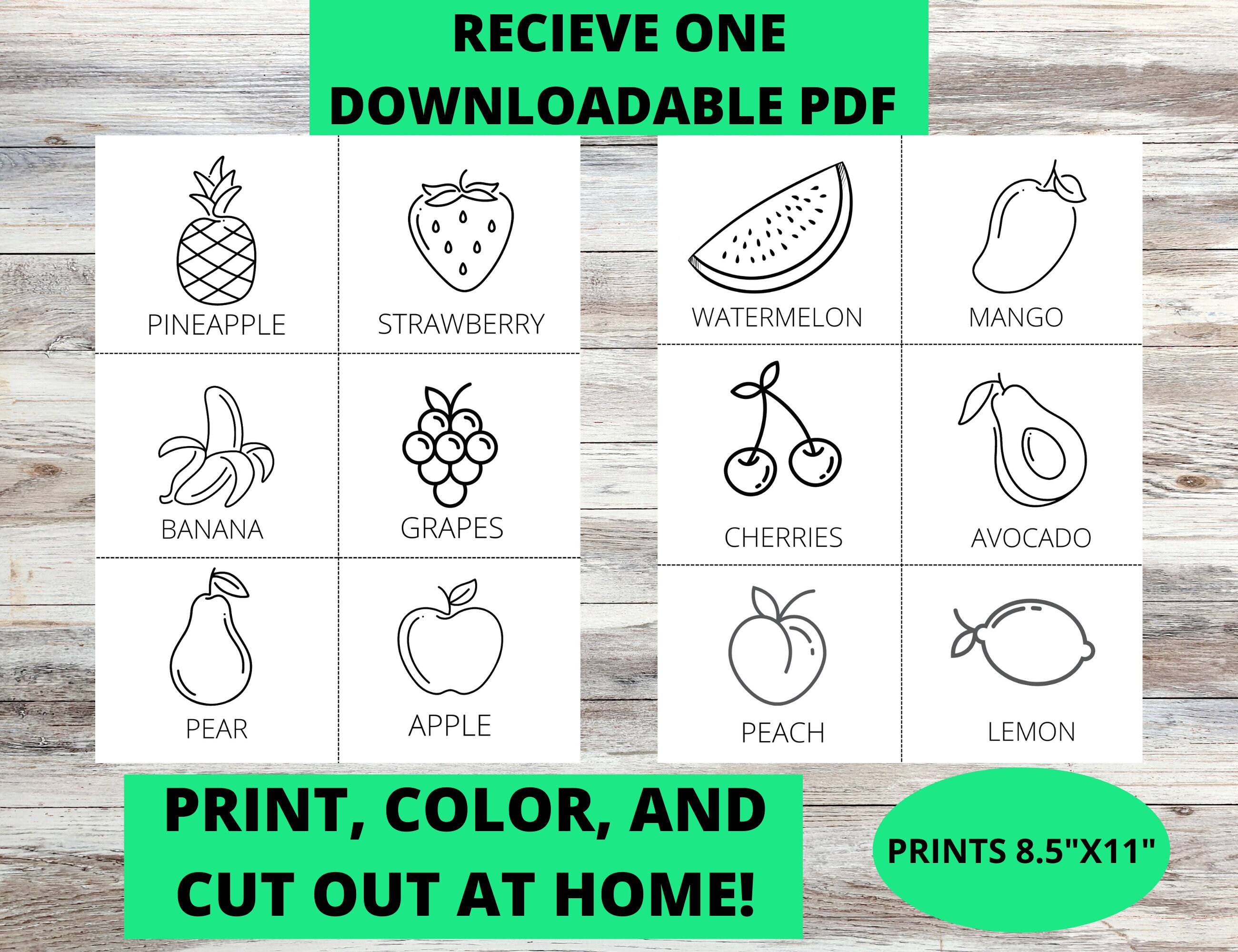 Fruit Flash Cards - Printable - Instant Download - Color at Home ...