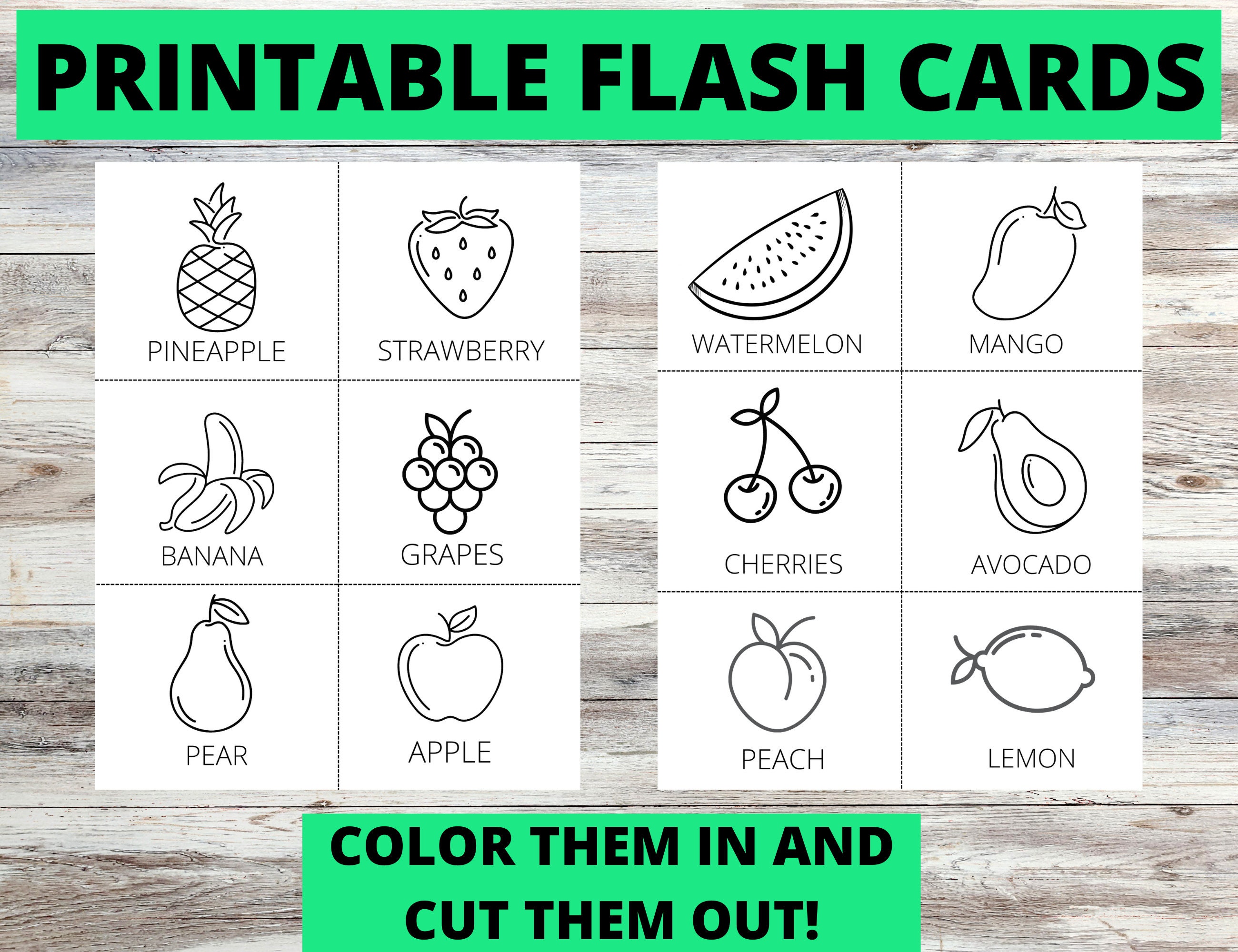 Fruit Flash Cards - Printable - Instant Download - Color at Home ...