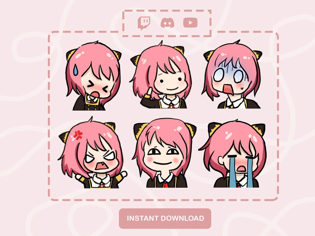 Anya Forger Spy X Family Twitch | Discord Emotes Pack (6) - Etsy