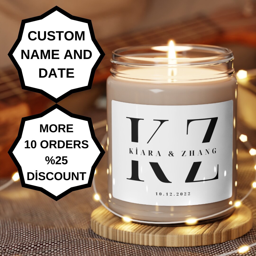 Unique Wedding Favor With Name and Date Candle , Personalized Gift ...