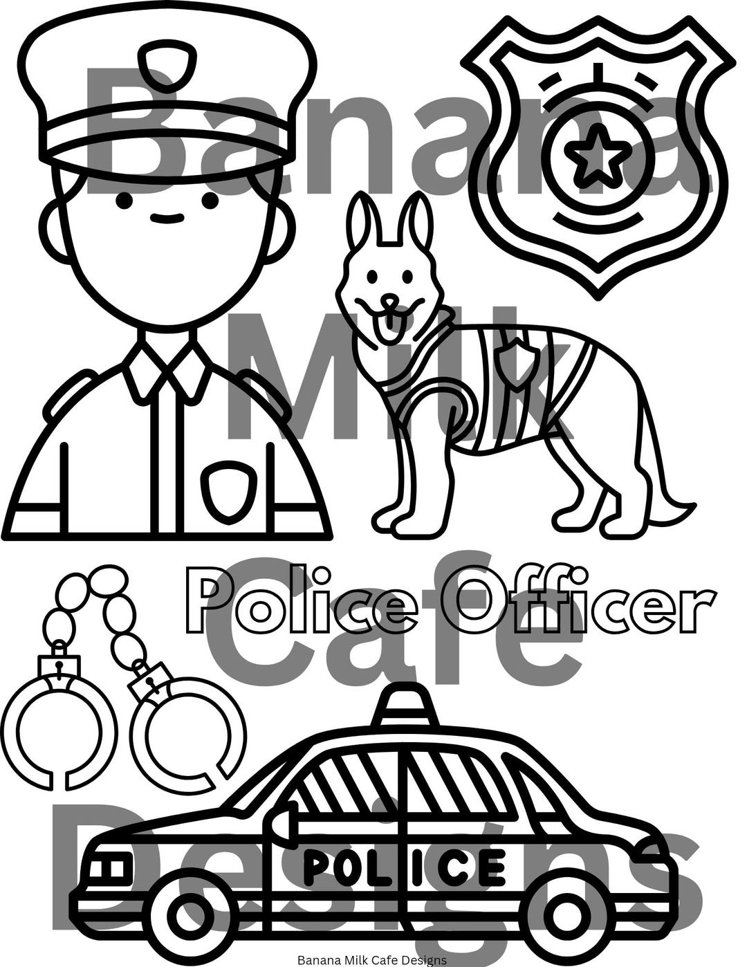 Police Officer Career Day School Group Activity Kindergarten Coloring ...