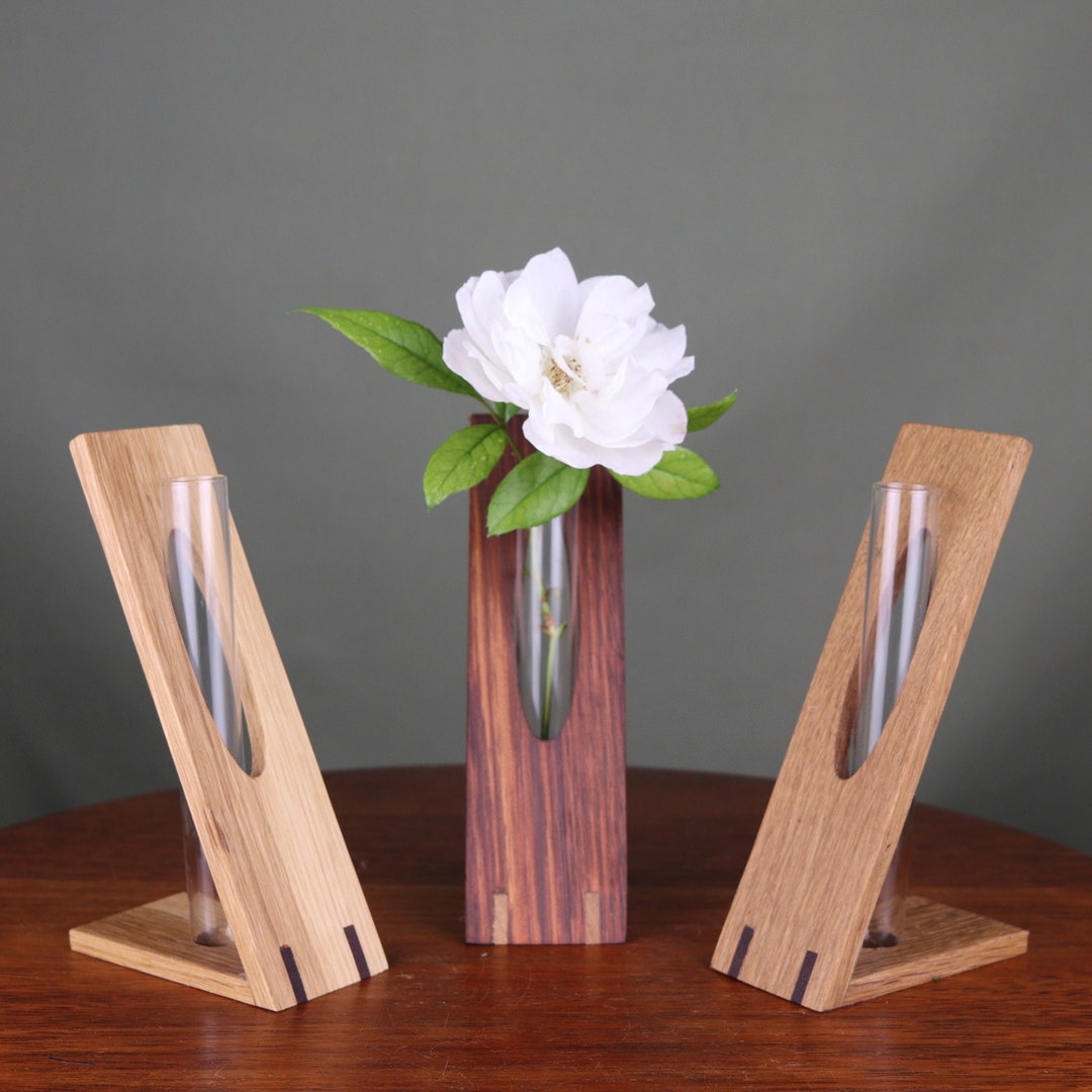 Handcrafted Reclaimed Timber Bud Vase With Glass Test Tube. Fresh or ...