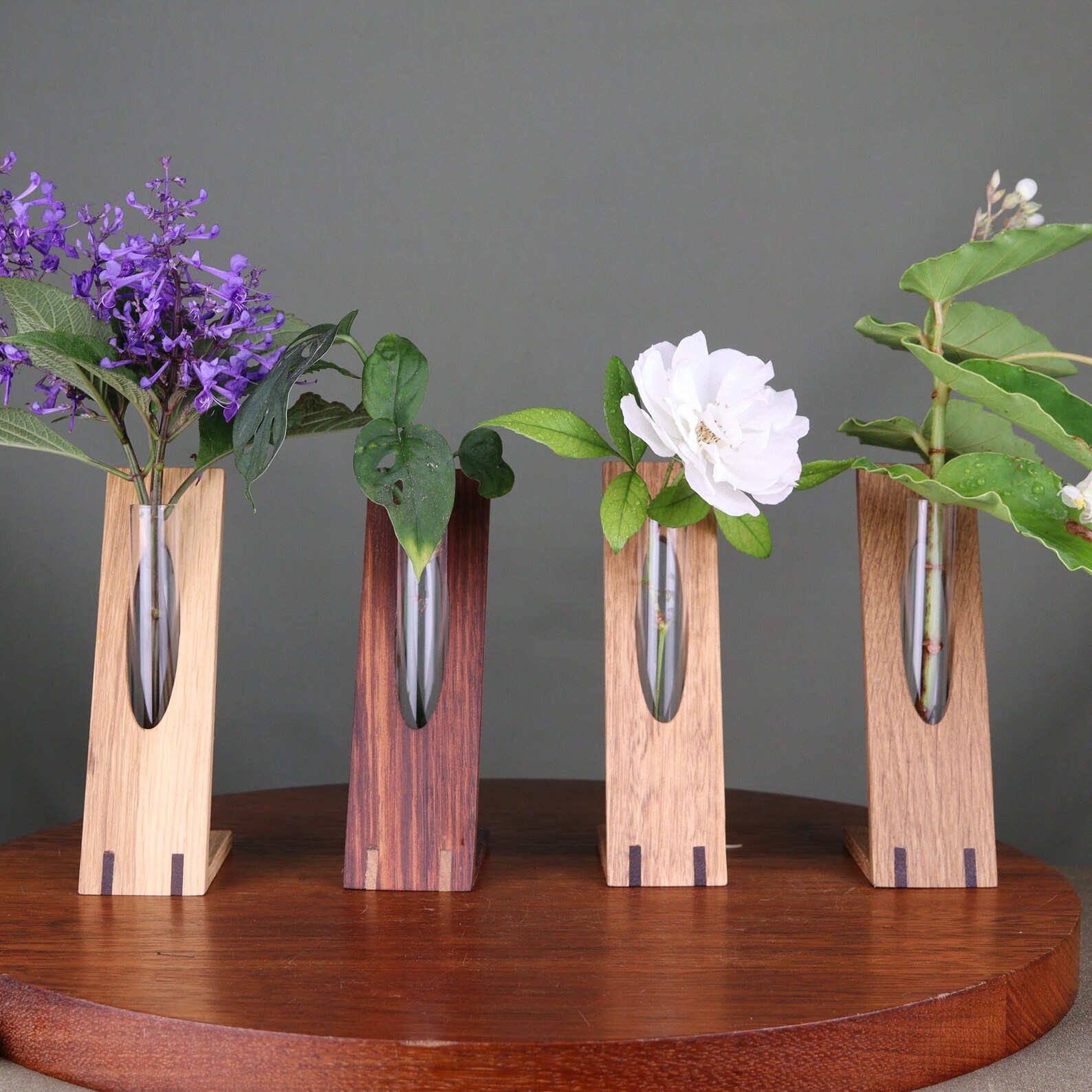 Handcrafted Reclaimed Timber Bud Vase With Glass Test Tube. Fresh or ...