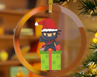 Ninja Glass Ornament - Etsy