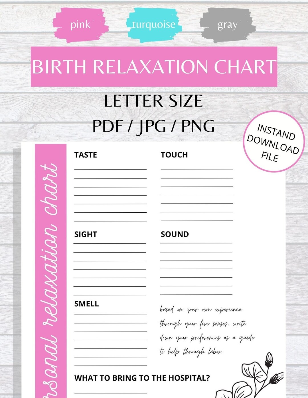 Childbirth Relaxation Chart for Doulas and Expectant Mothers to Be Used ...