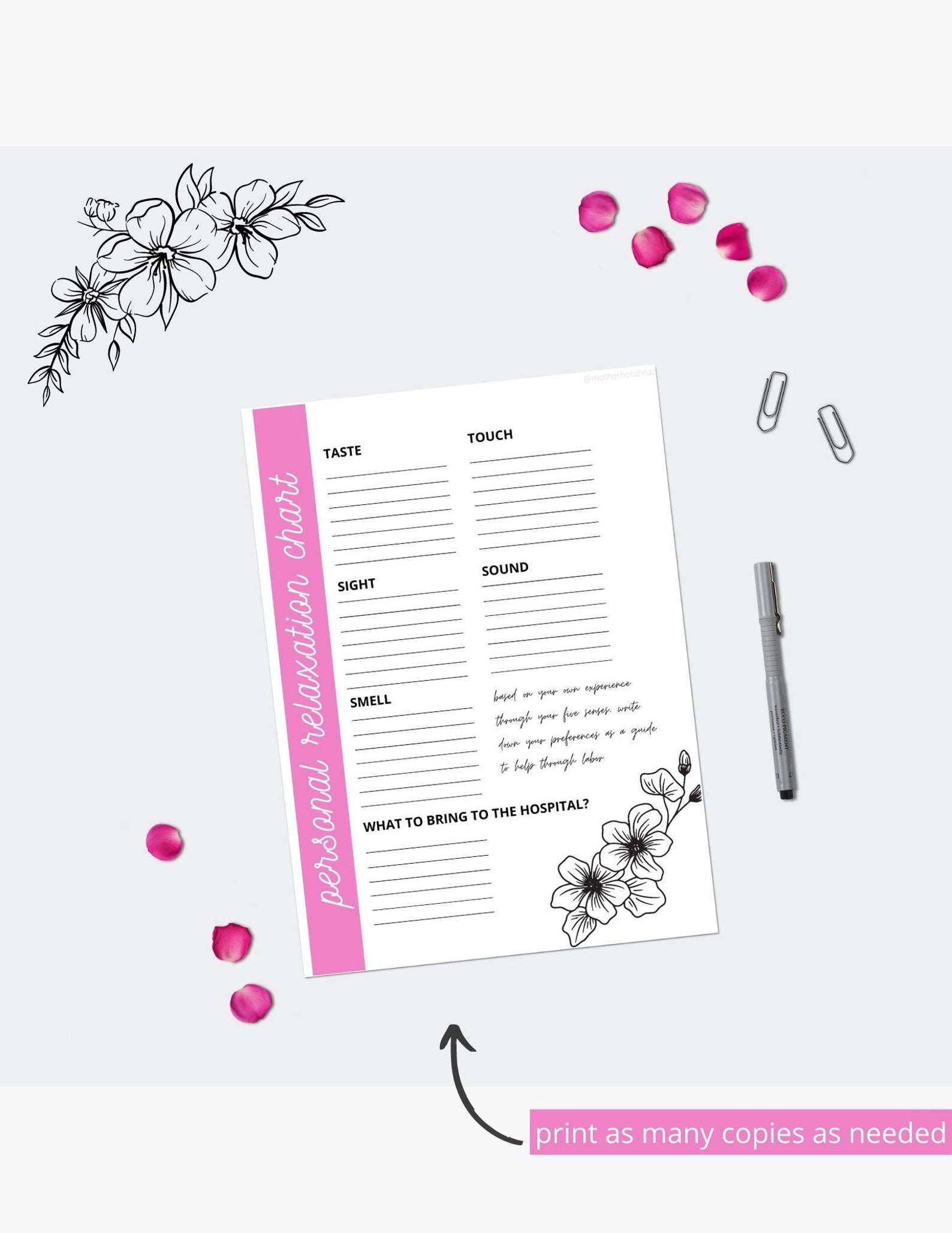 Childbirth Relaxation Chart for Doulas and Expectant Mothers to Be Used ...