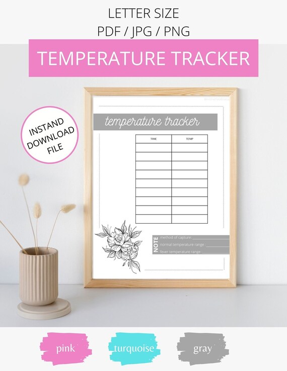 Temperature Tracker Fever Chart Sick Baby Symptom Log | Etsy