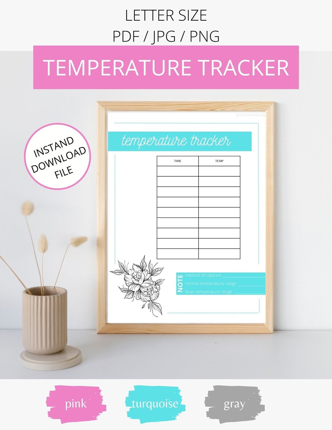 Temperature Tracker, Fever Chart, Sick Baby Symptom Log, Health Tracker ...