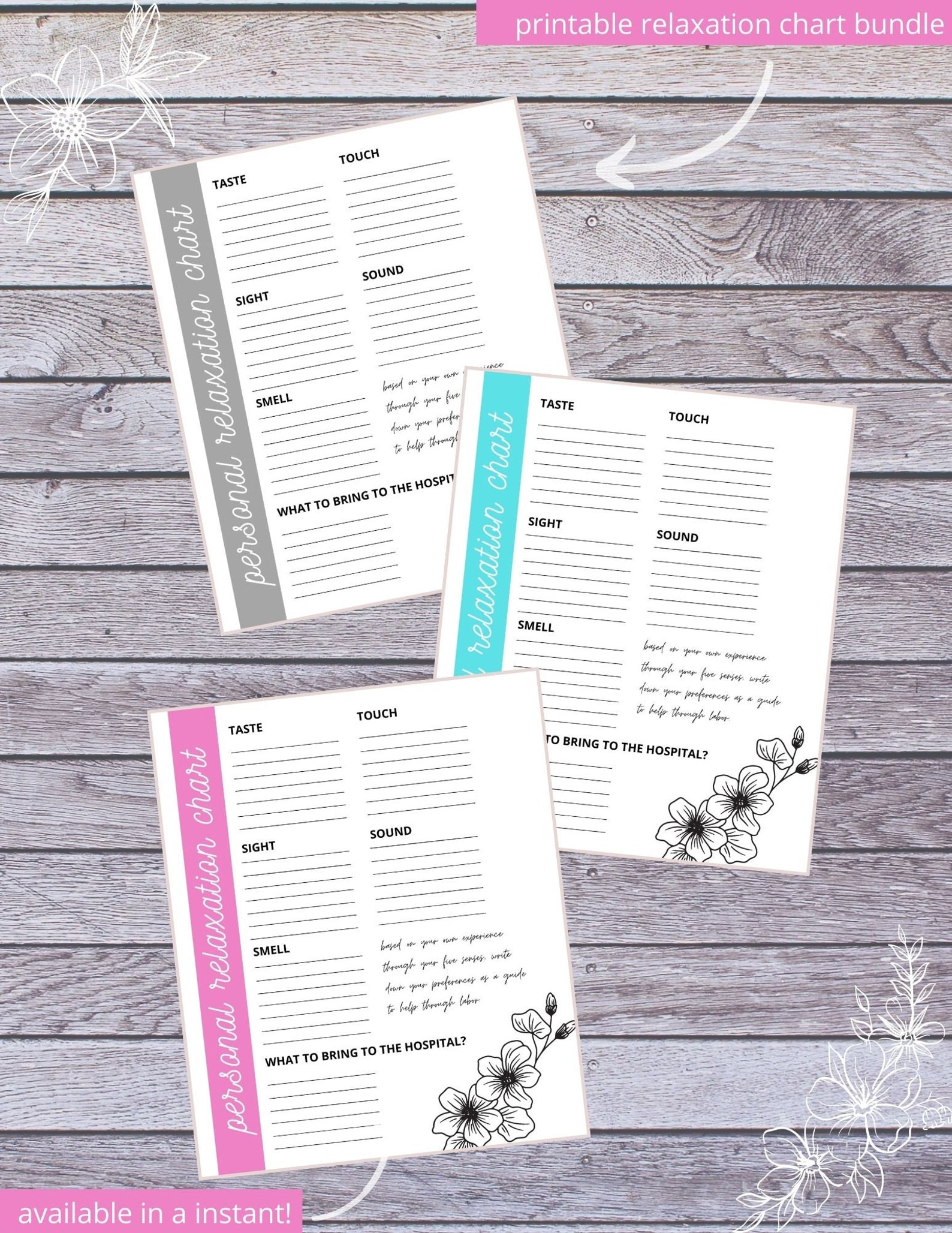 Childbirth Relaxation Chart for Doulas and Expectant Mothers to Be Used ...