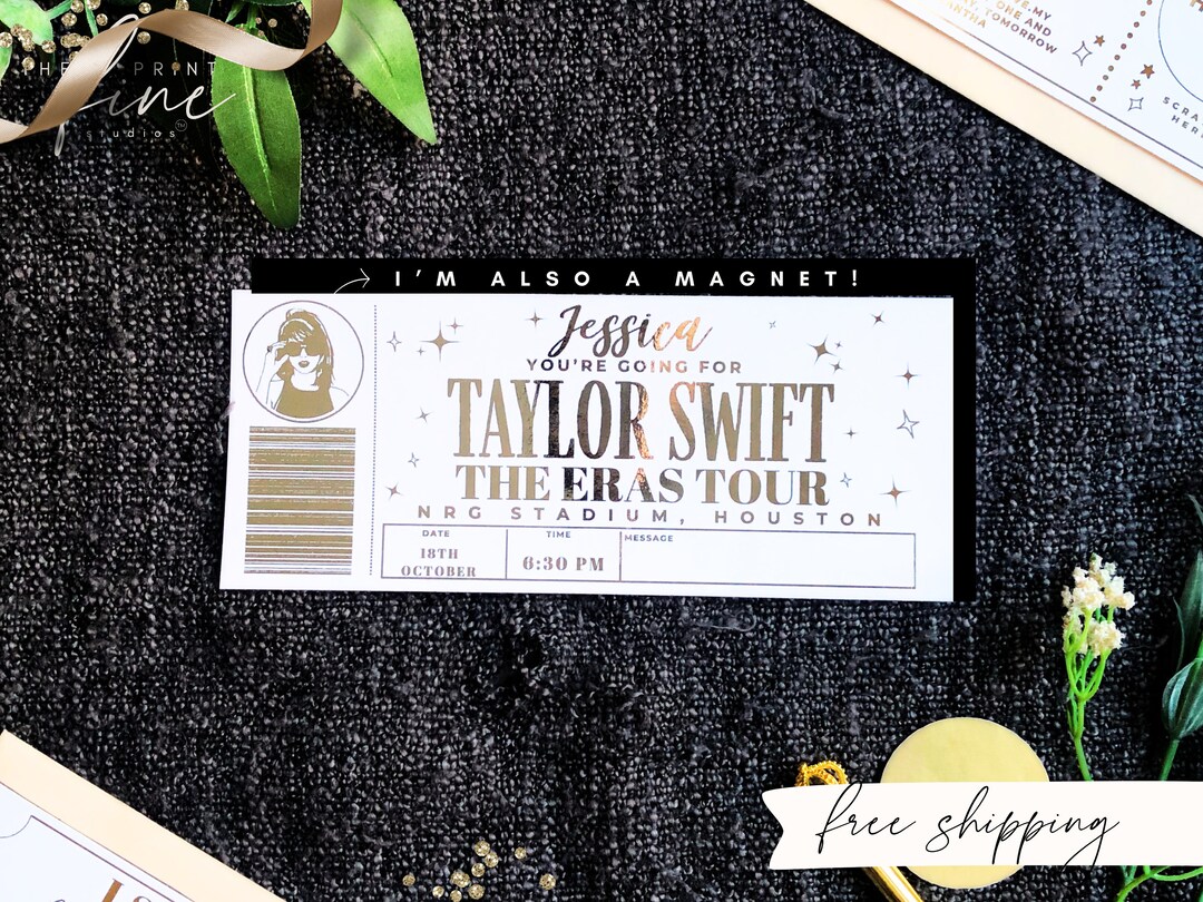Physical Personalized Gold Foil Concert Ticket With Magnet, Anniversary ...