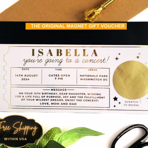 Personalized Gold Foil Concert Ticket With Magnet, Custom Scratch Gift ...