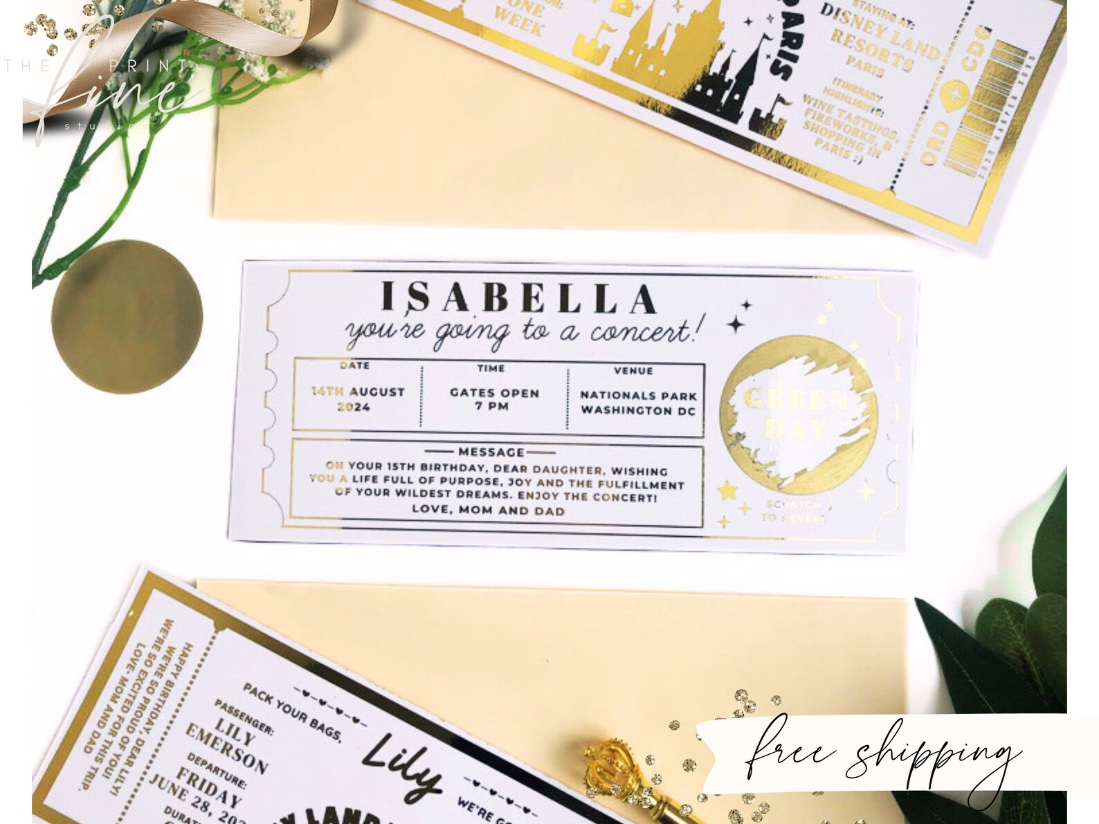 Personalized Gold Foil Concert Ticket With Magnet, Custom Scratch Gift ...