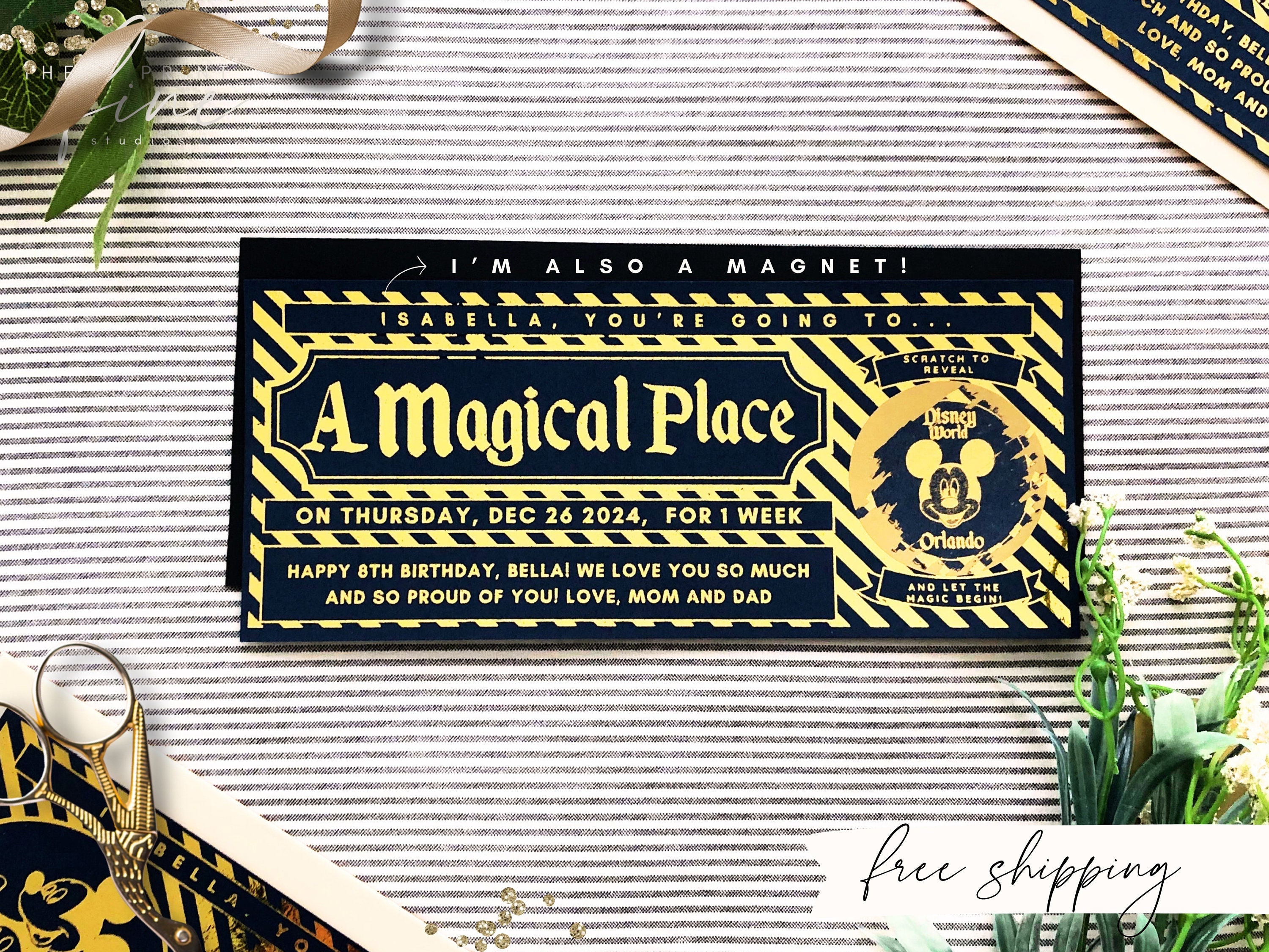 Physical Disney Land Foil Boarding Pass With Magnet, Holiday Surprise ...