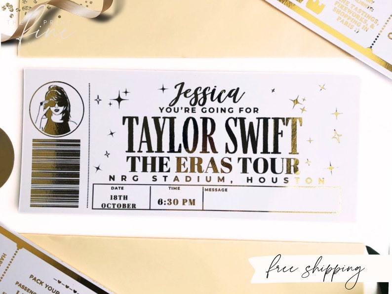 Physical Personalized Gold Foil Concert Ticket With Magnet, Anniversary ...