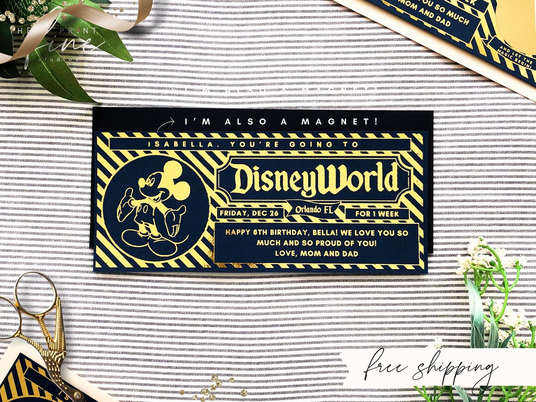 Physical Disney World Foil Boarding Pass With Magnet, Holiday Surprise ...