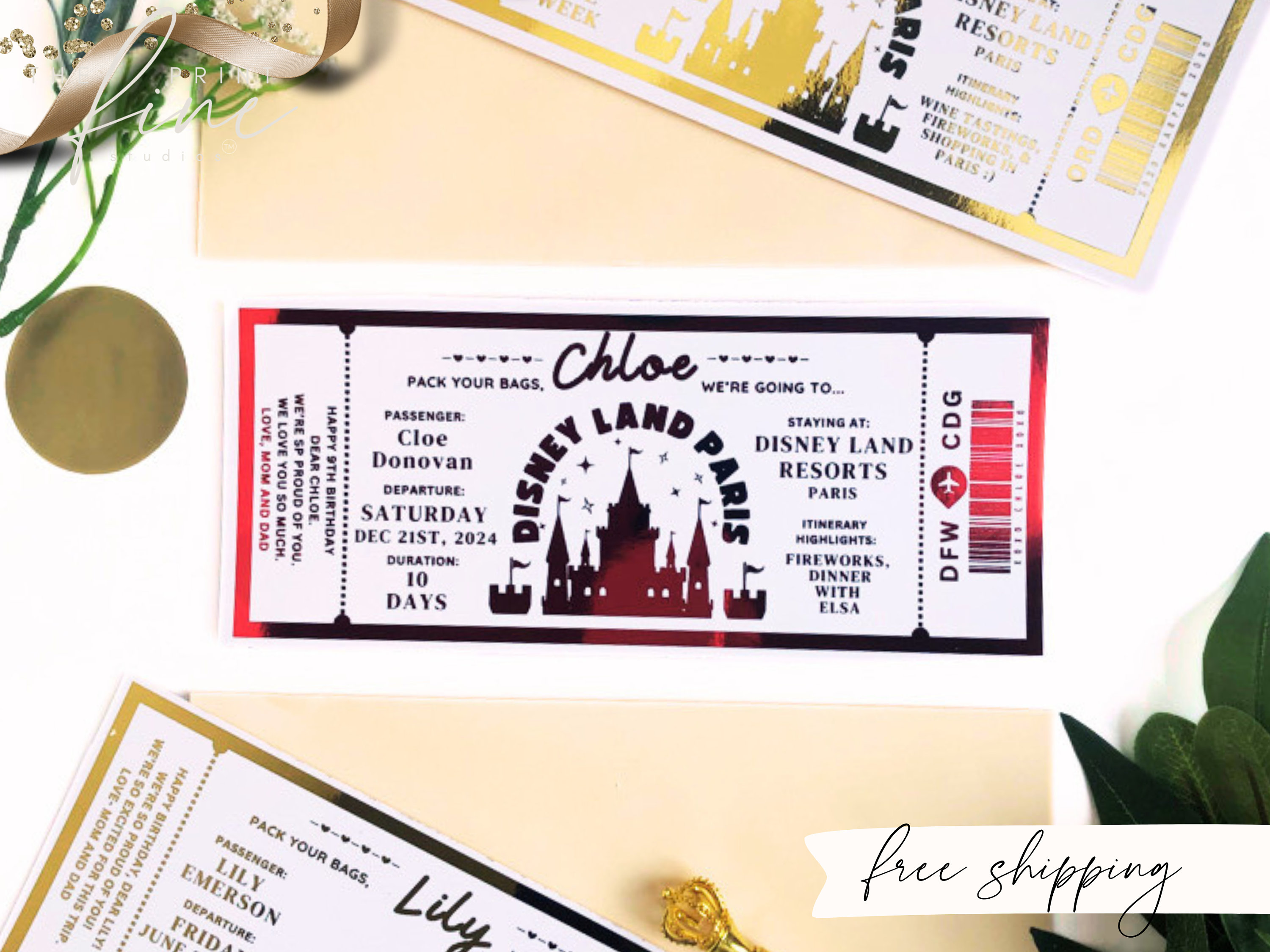 Physical Disney Land Foil Boarding Pass With Magnet, Holiday Surprise ...