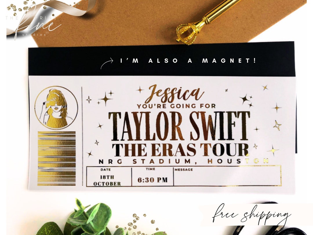 Physical Personalized Gold Foil Concert Ticket With Magnet, Anniversary ...