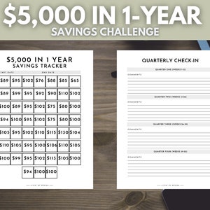 52-week 5,000 Savings Challenge: Printable Tracker Chart and Journal ...