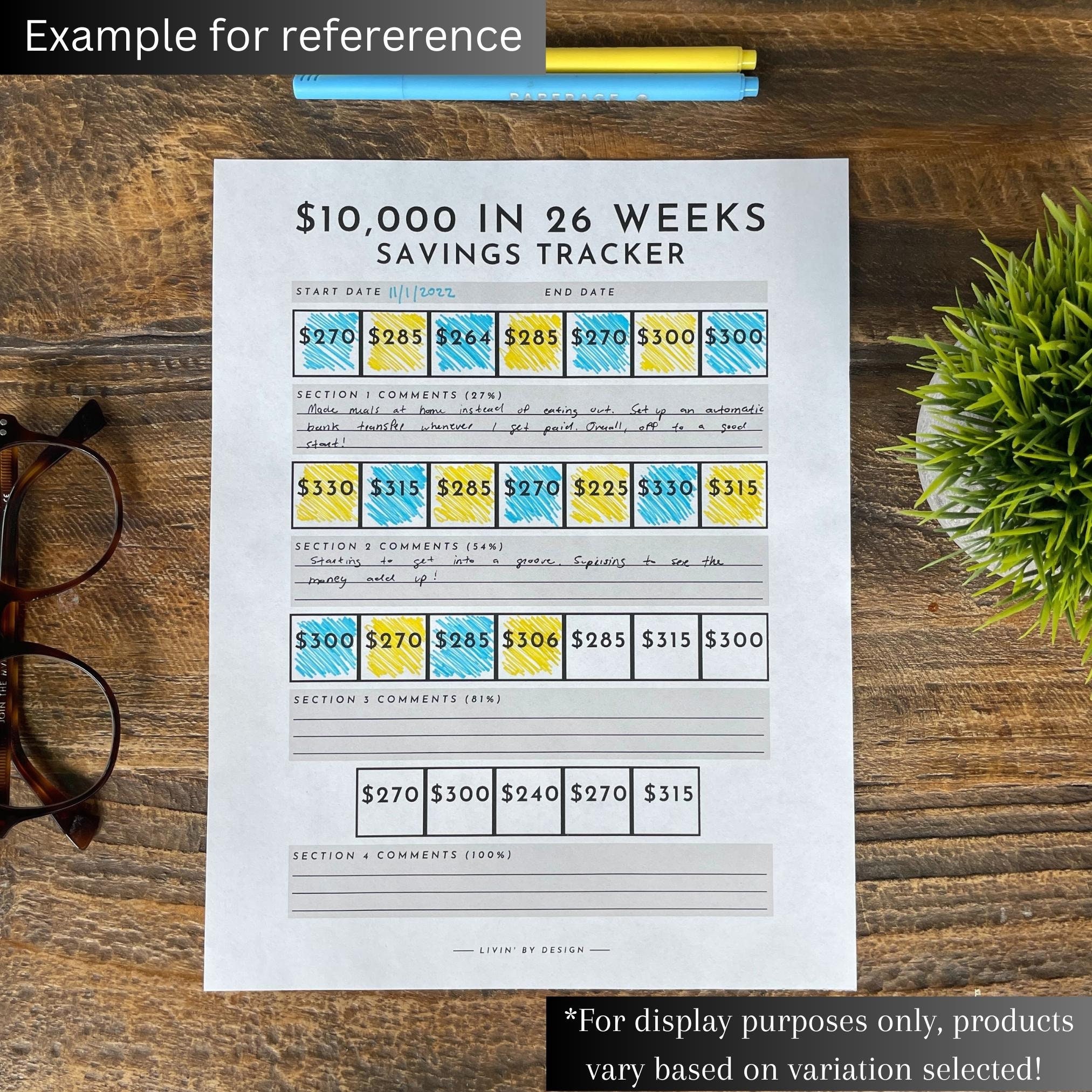 6,000 in 1 Year | 52-week Savings Plan | Roth IRA Savings Journal ...