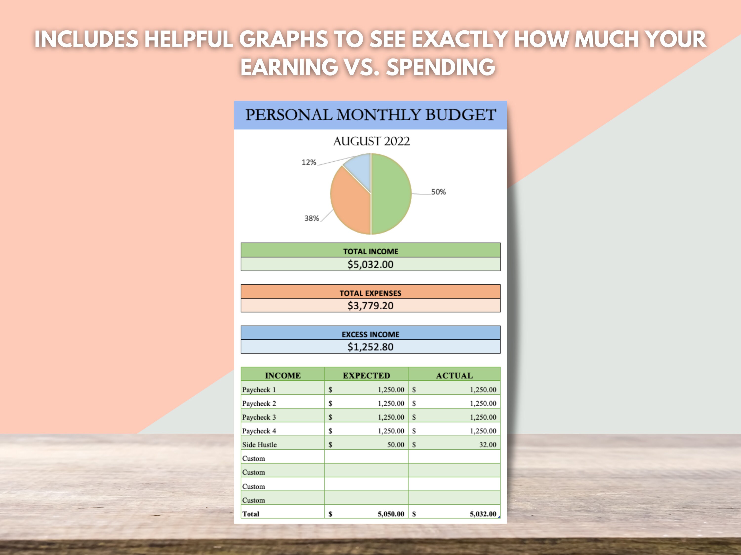 Monthly Budget Tracker: Simple Excel Budget Template for 30-day ...
