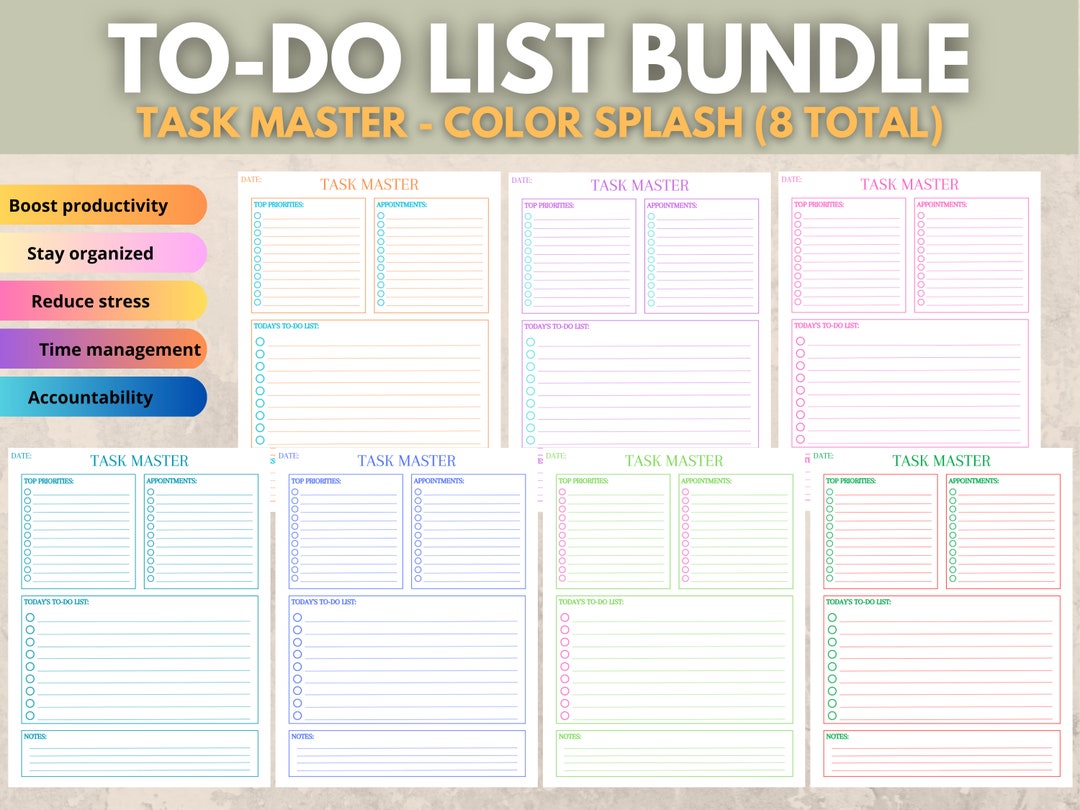 Time Management To-do List Bundle, Productivity Planner, Daily Task ...