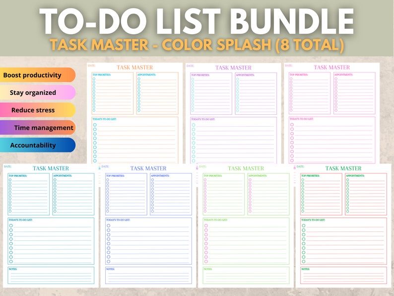 Time Management To-do List Bundle, Productivity Planner, Daily Task ...