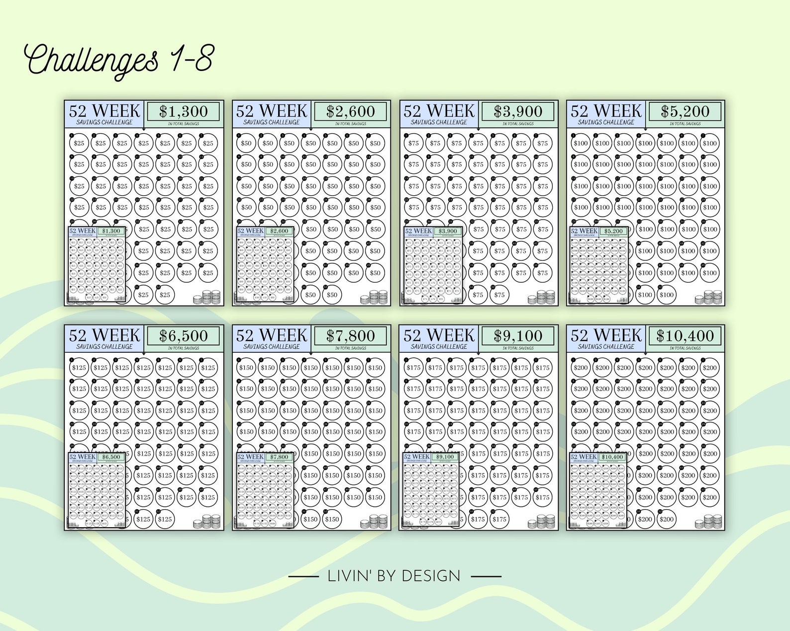 Complete Savings Challenge Set Printable Savings Goal - Etsy
