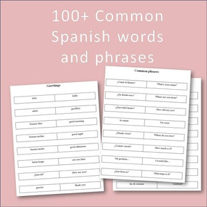 100 Common Spanish Words and Phrases Spanish Flashcards - Etsy