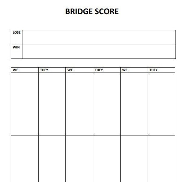 Printable Bridge Score Card - Etsy