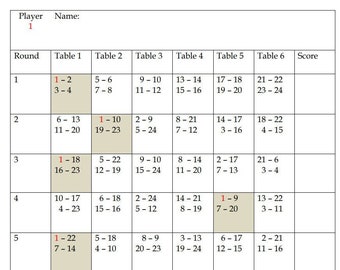 8 Tables Progressive Bridge Tally | 32 Players Bridge Tally | Bridge ...