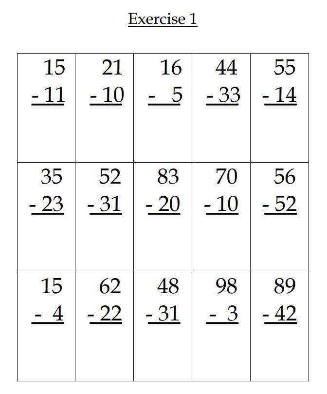 Subtraction Worksheets | 100 Two-digit Subtractions With Answers ...