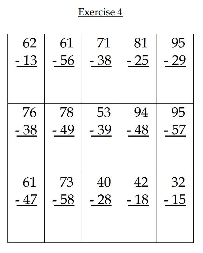Subtraction Worksheets | 100 Two-digit Subtractions With Answers ...