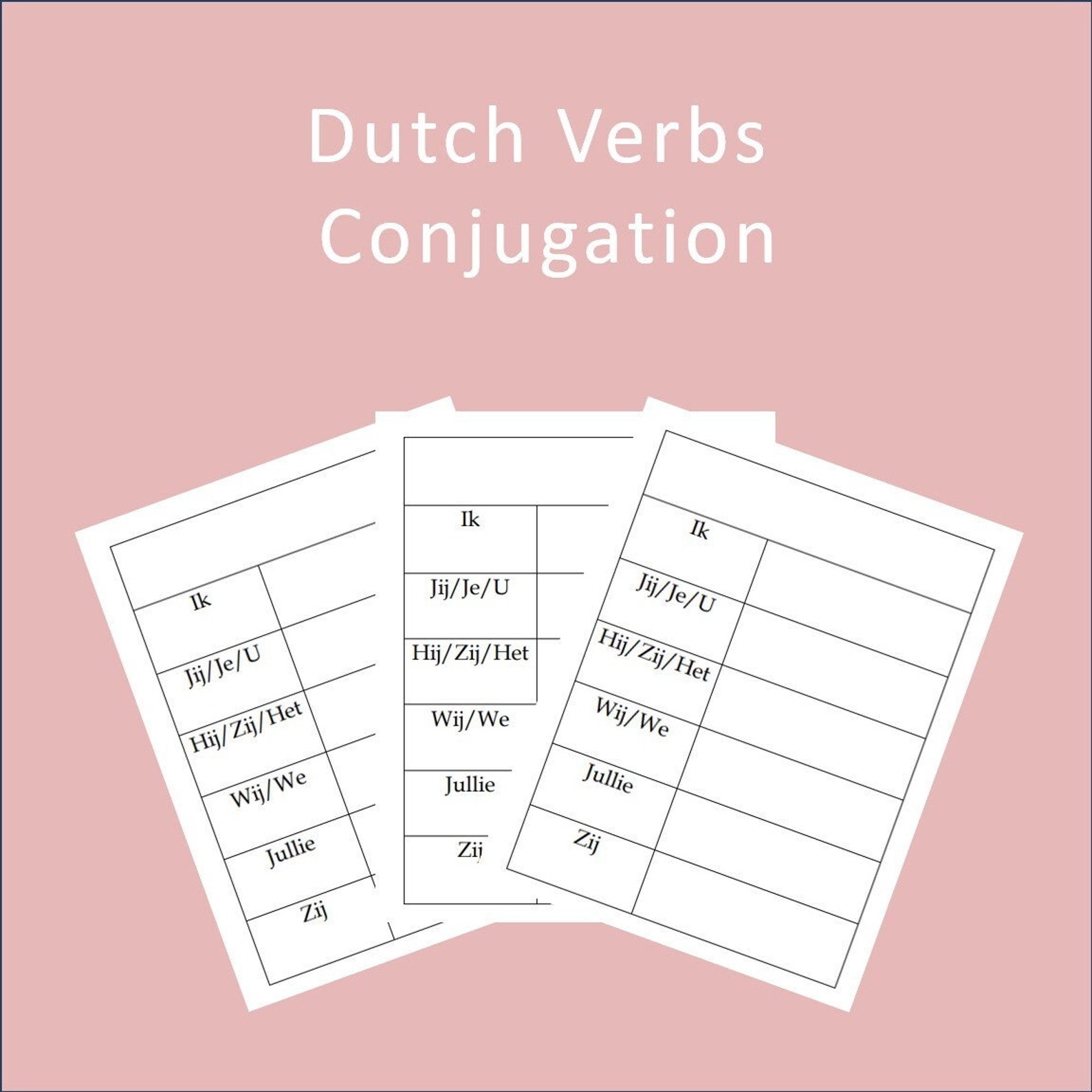 Dutch Verb Conjugation Tables: Practice Sheets (instant Download) - Etsy