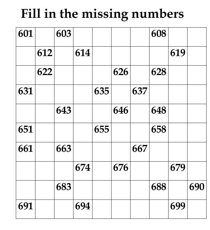 Numbers 601 - 700 Chart | Numbers and Counting | Instant Download - Etsy
