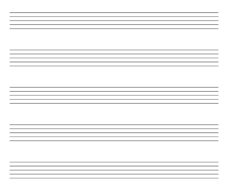 Blank Music Sheet: Tablature Staves, US Letter & A4 (digital Download ...
