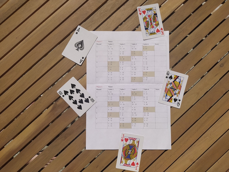 Printable Bridge Tallies: 16 Players, 4 Tables (PDF Download) - Etsy