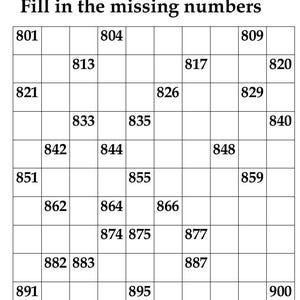 Numbers 801 - 900 Chart | Numbers and Counting | Instant Download - Etsy