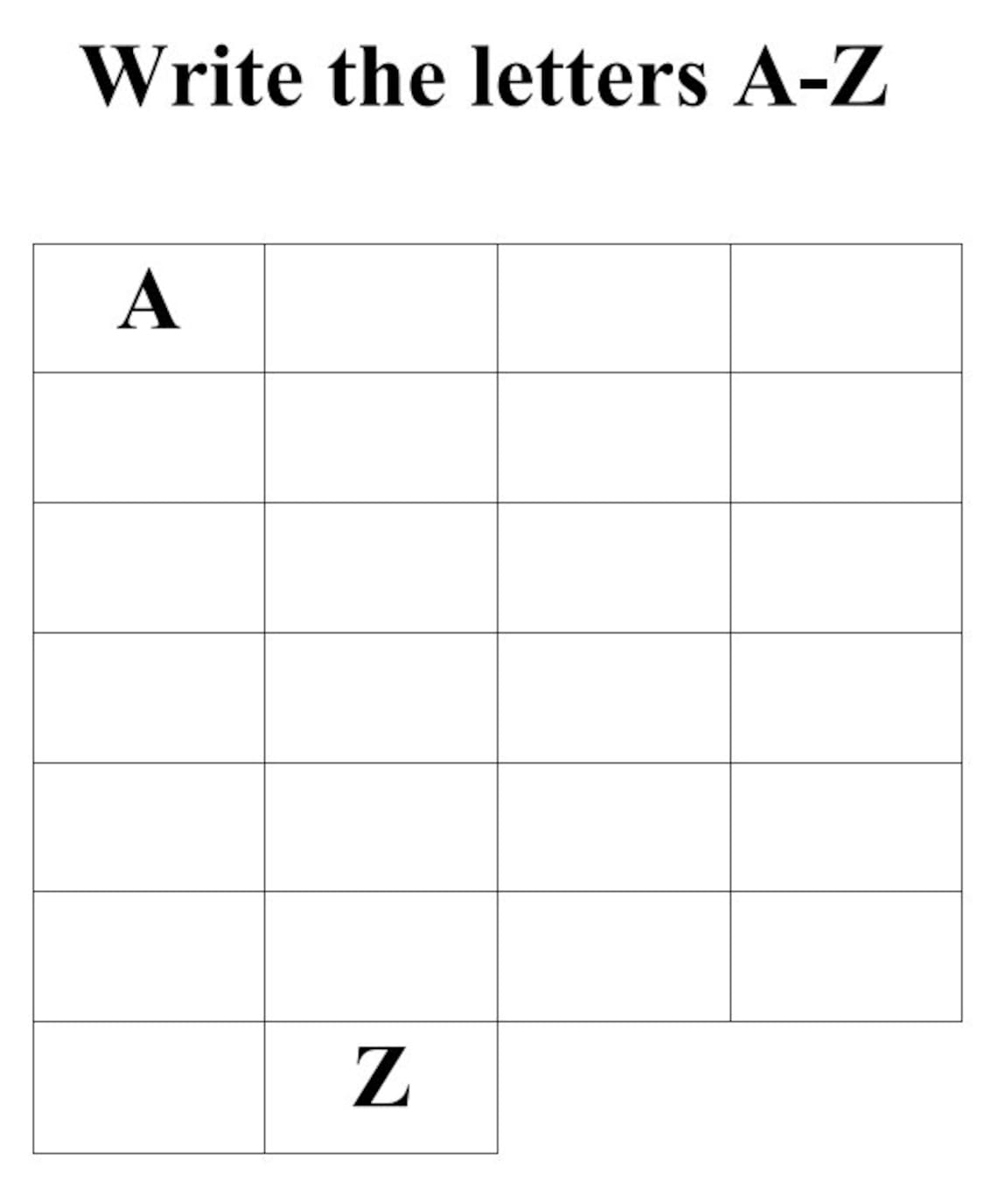 Alphabet Chart & Worksheets: Letters A-Z (digital Download) - Etsy