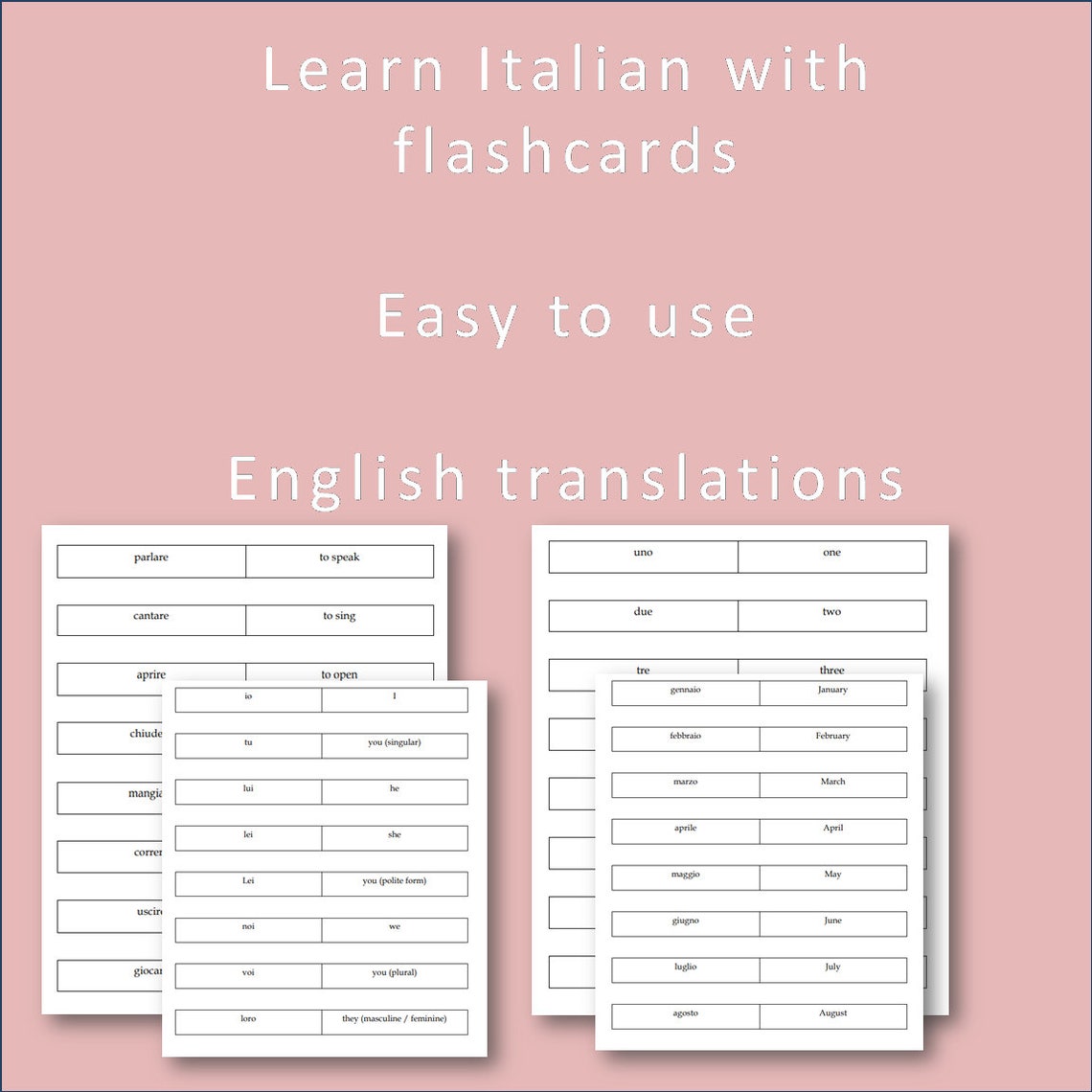 100+ Common Italian Words and Phrases | Italian Flashcards Printable ...