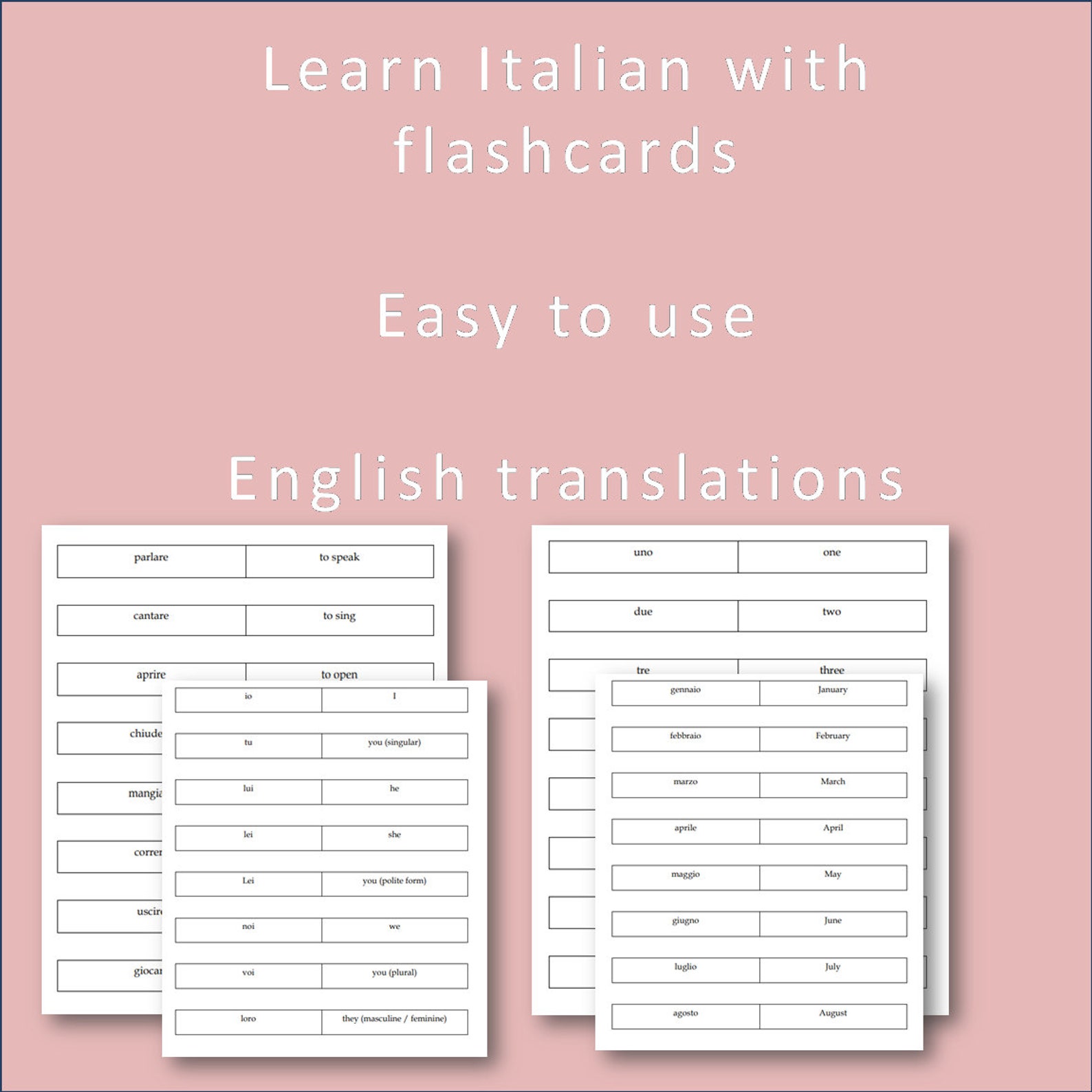 100+ Common Italian Words and Phrases | Italian Flashcards Printable ...