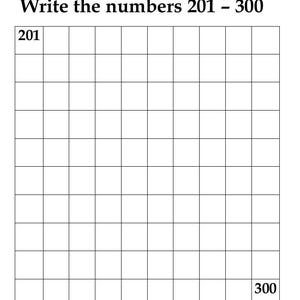 Numbers 201 - 300 Chart | Numbers and Counting | Instant Download - Etsy