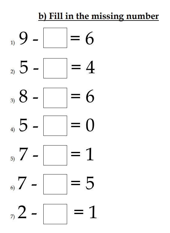 Fill in the Blanks Worksheets | One Digit Addition and Subtraction ...