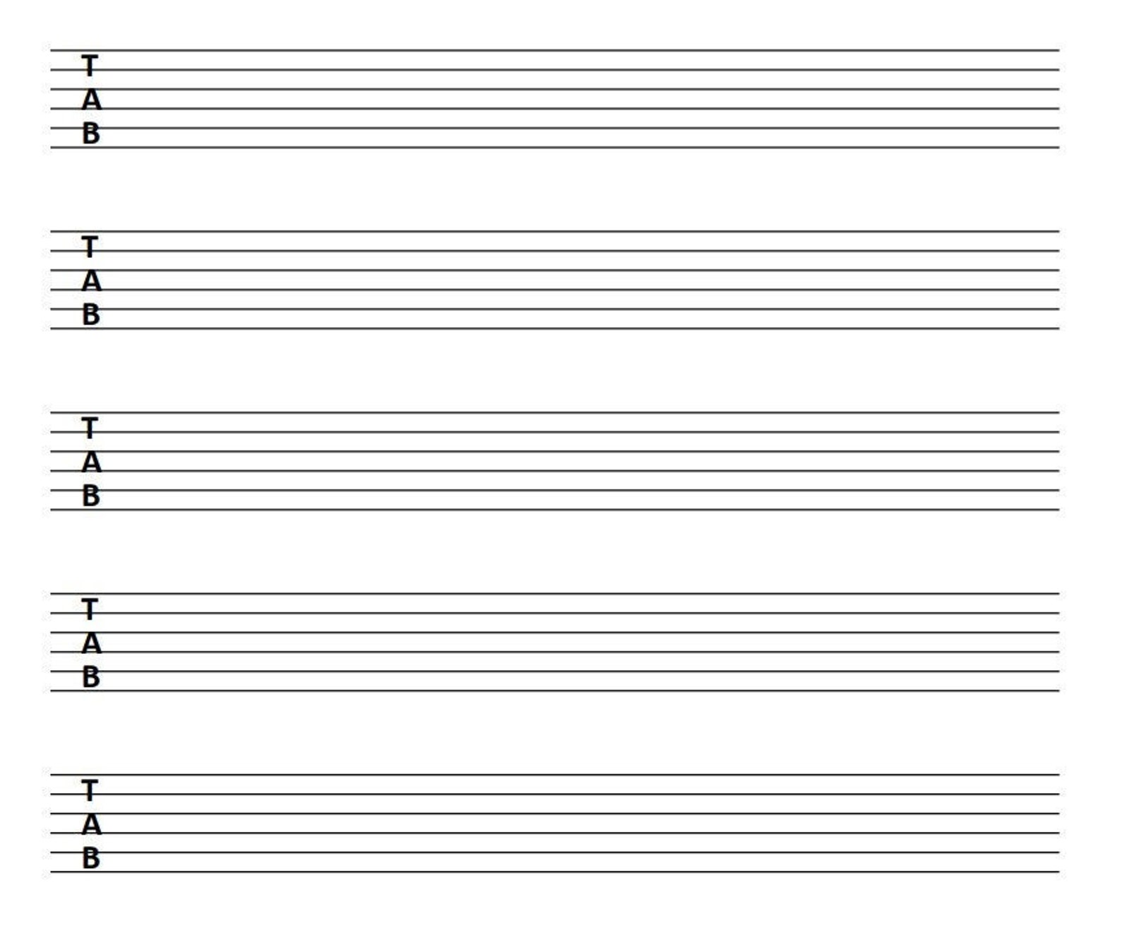 Guitar Tab Paper: Blank 6-string Tablature (instant Download) - Etsy