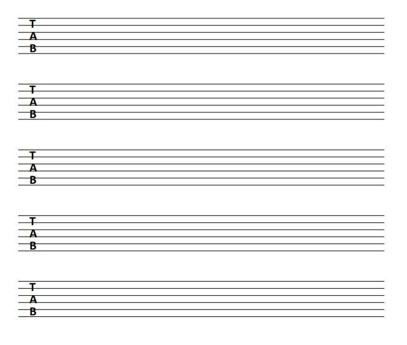 Guitar Tab Paper: Blank 6-string Tablature (instant Download) - Etsy