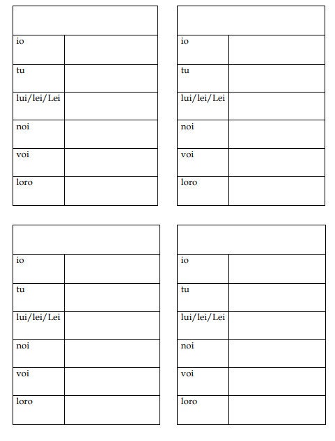 Italian Verbs Conjugation Conjugation Tables Italian Verbs Practice ...