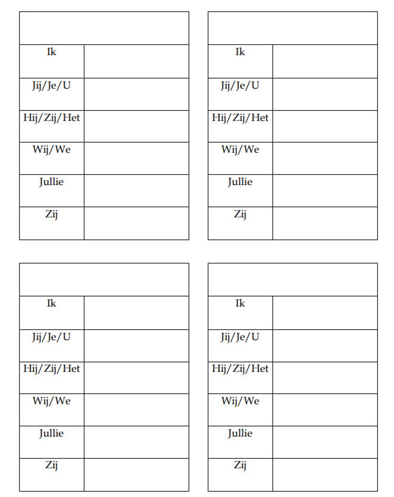 Dutch Verb Conjugation Tables: Practice Sheets (instant Download) - Etsy