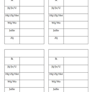 Dutch Verb Conjugation Tables: Practice Sheets (instant Download) - Etsy