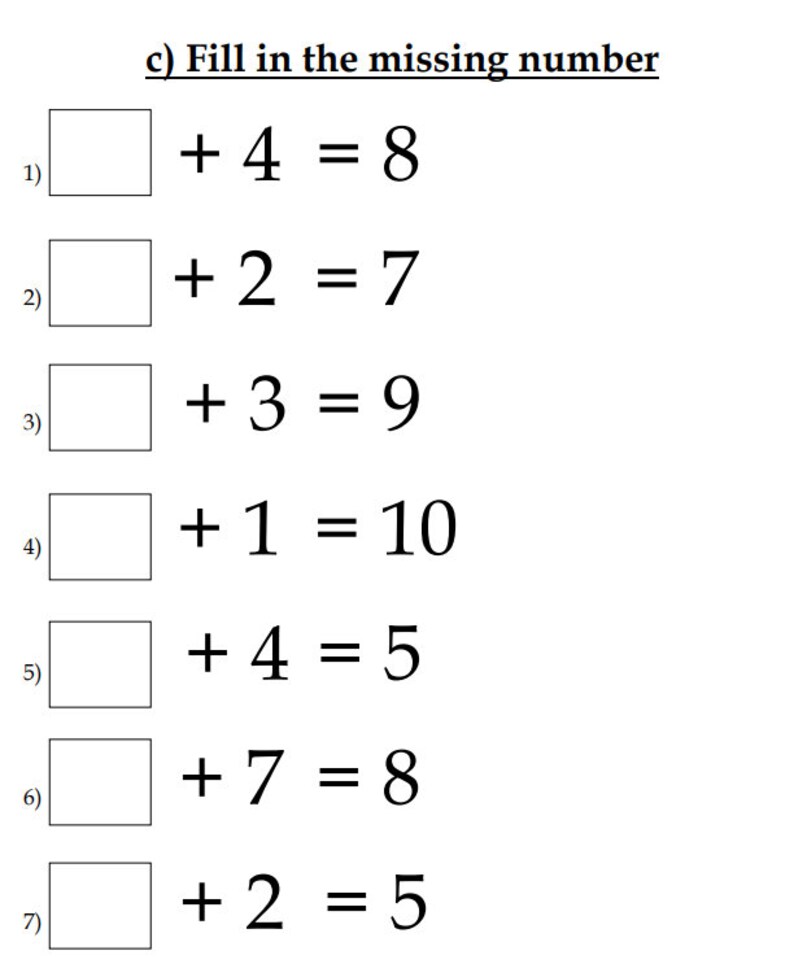 Fill in the Blanks Worksheets | One Digit Addition and Subtraction ...