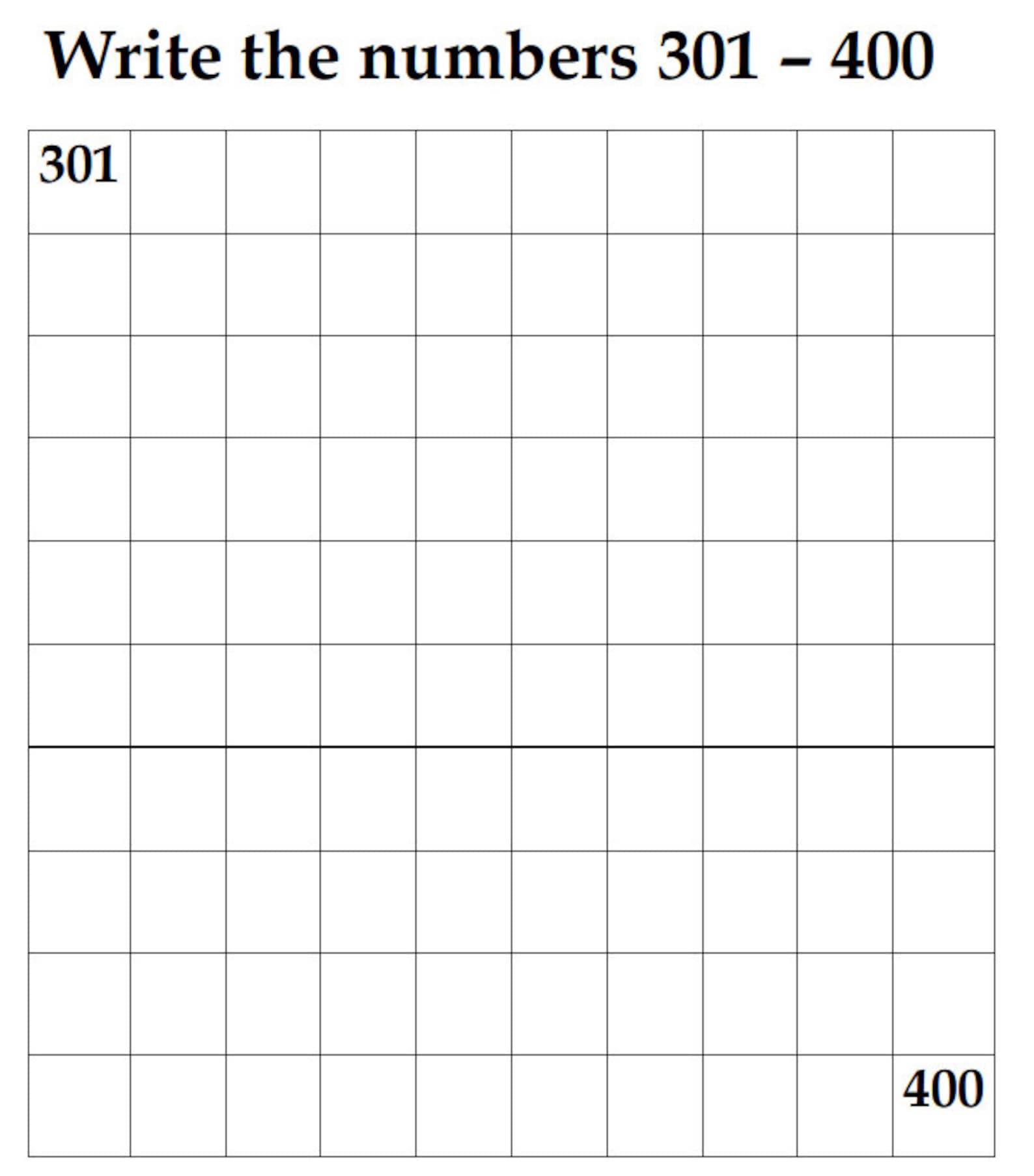 Numbers 1 - 500 Chart | Numbers and Counting | Instant Download - Etsy